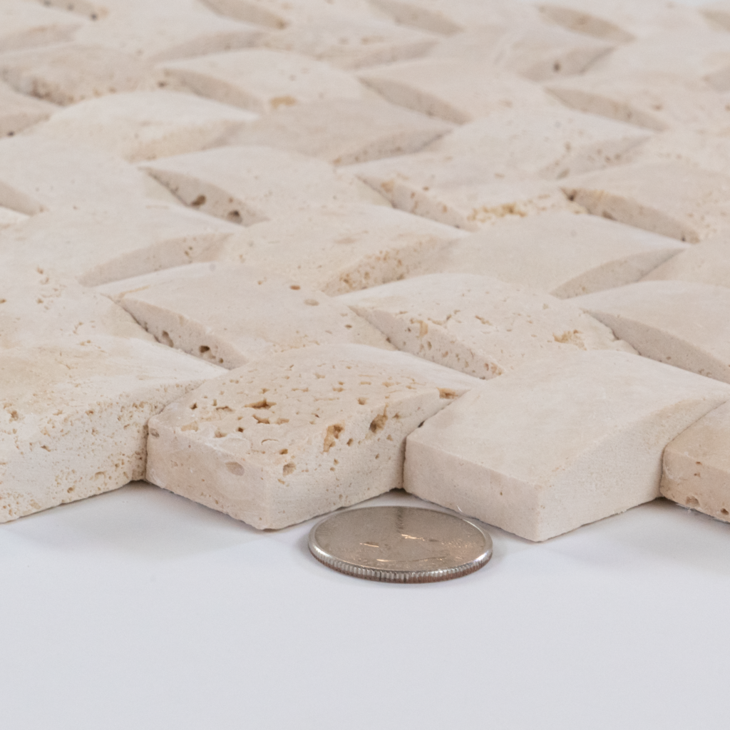 1X2 Extra Light Honed Concave Herringbone Braid - Keystone Tile