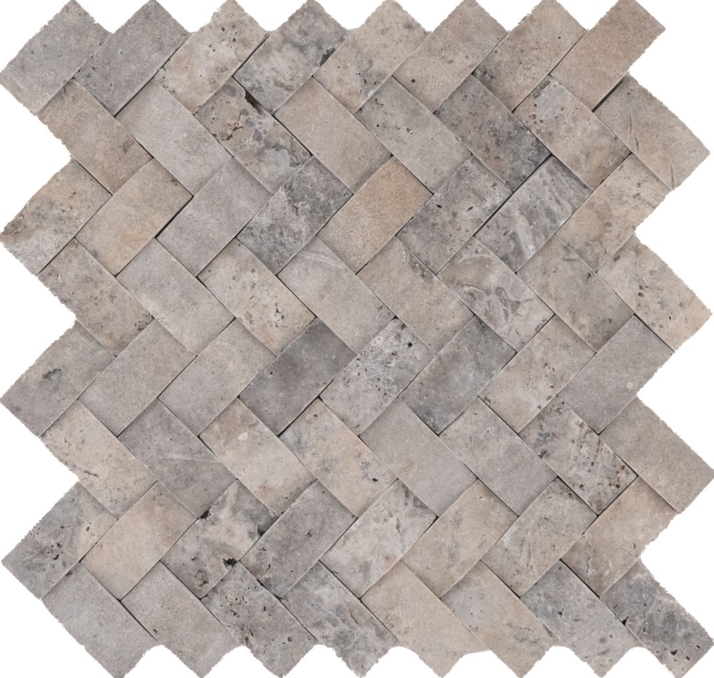 1X2 Nordic Silver Honed Concave Herringbone Braid ® - Keystone Tile