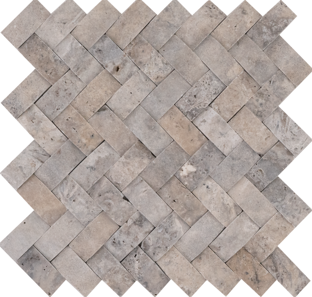1X2 Nordic Silver Honed Concave Herringbone Braid ® - Keystone Tile