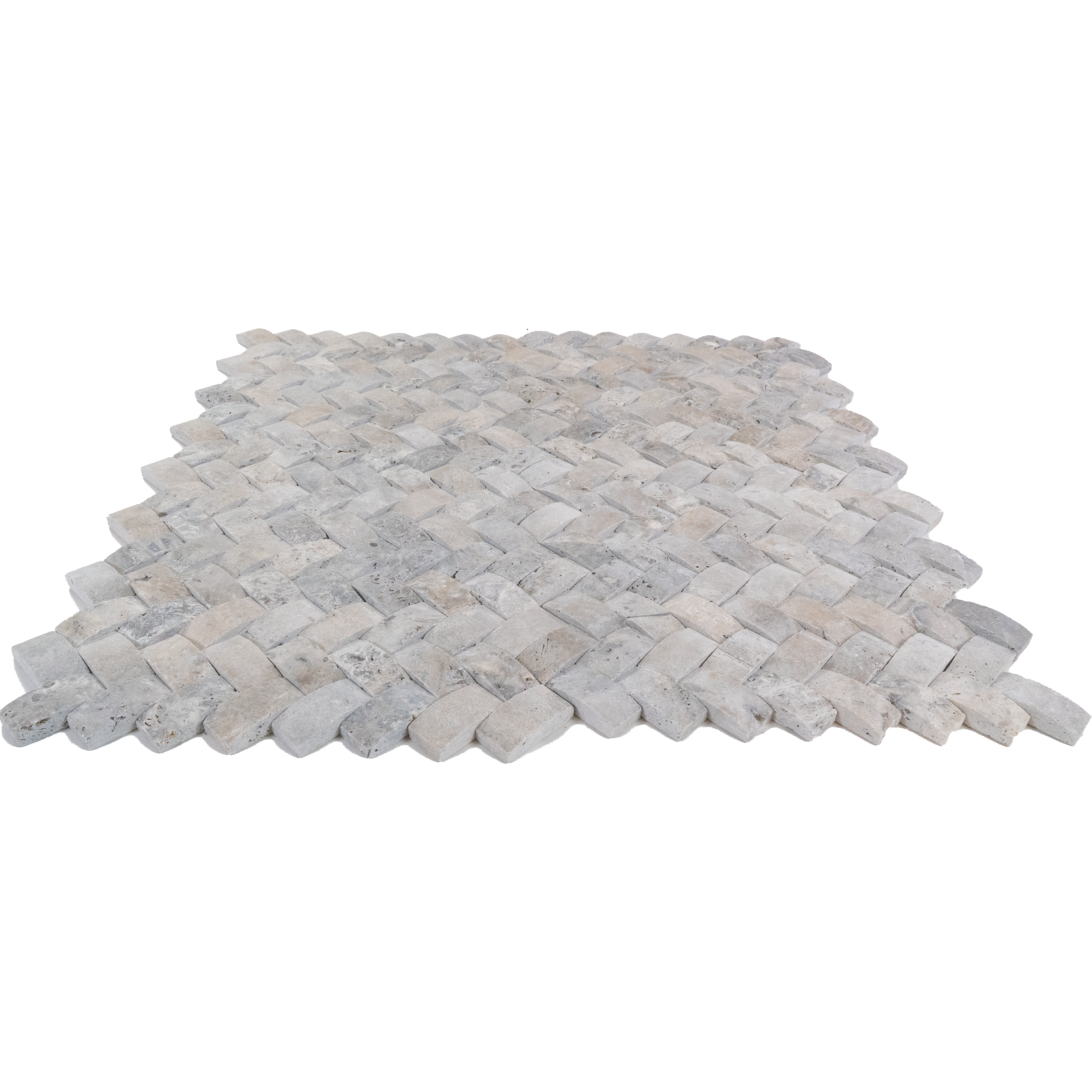 1×2 Nordic Silver Honed Concave Herringbone Braid ® - Keystone Tile