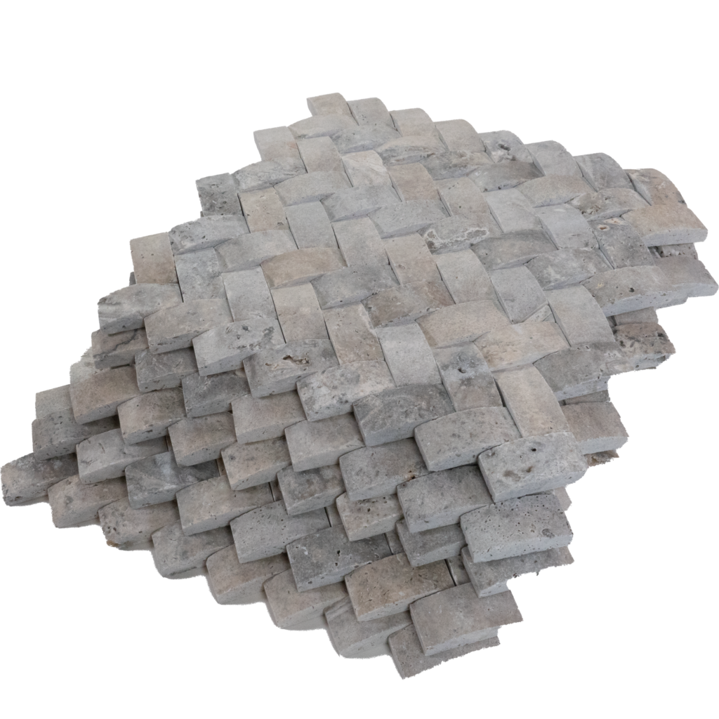 1X2 Nordic Silver Honed Concave Herringbone Braid ® - Keystone Tile
