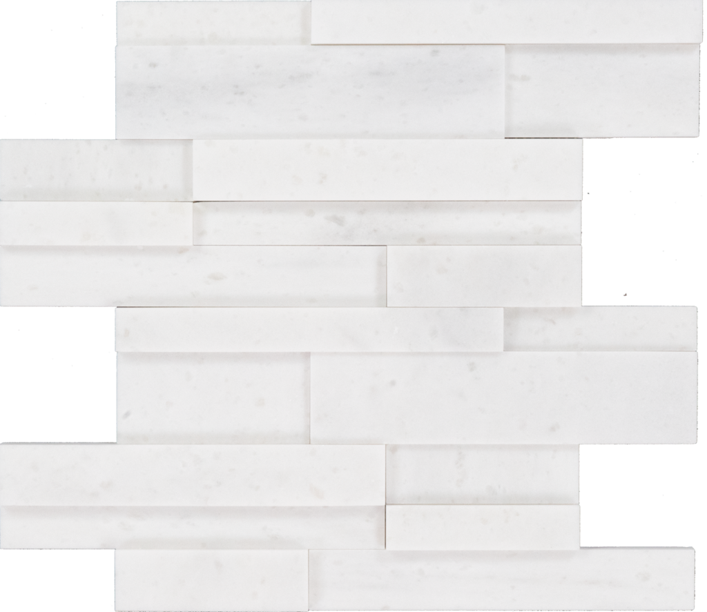 12×12 Snow White Honed 3D Panel Mosaic ® - Keystone Tile