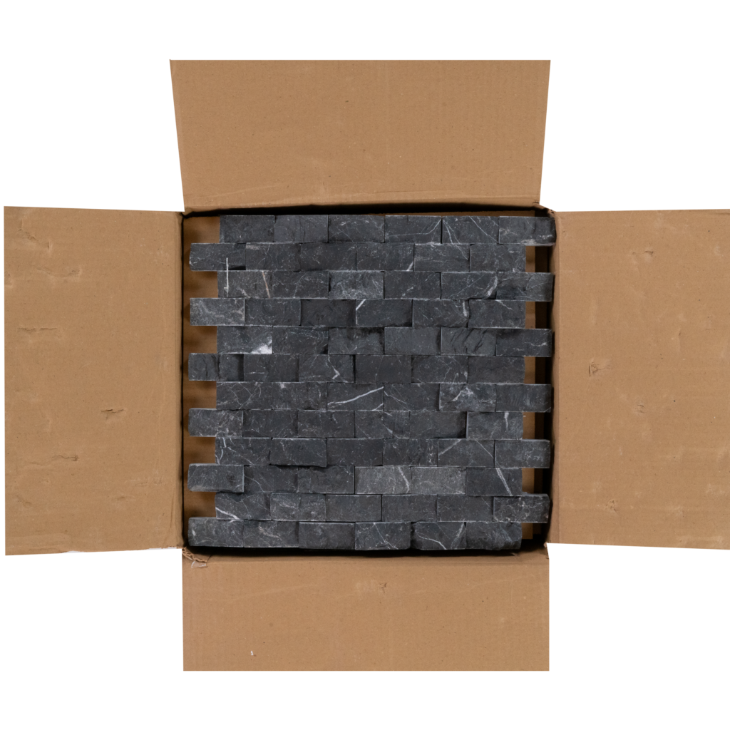 1×2 Black Marble Split Face - Keystone Tile