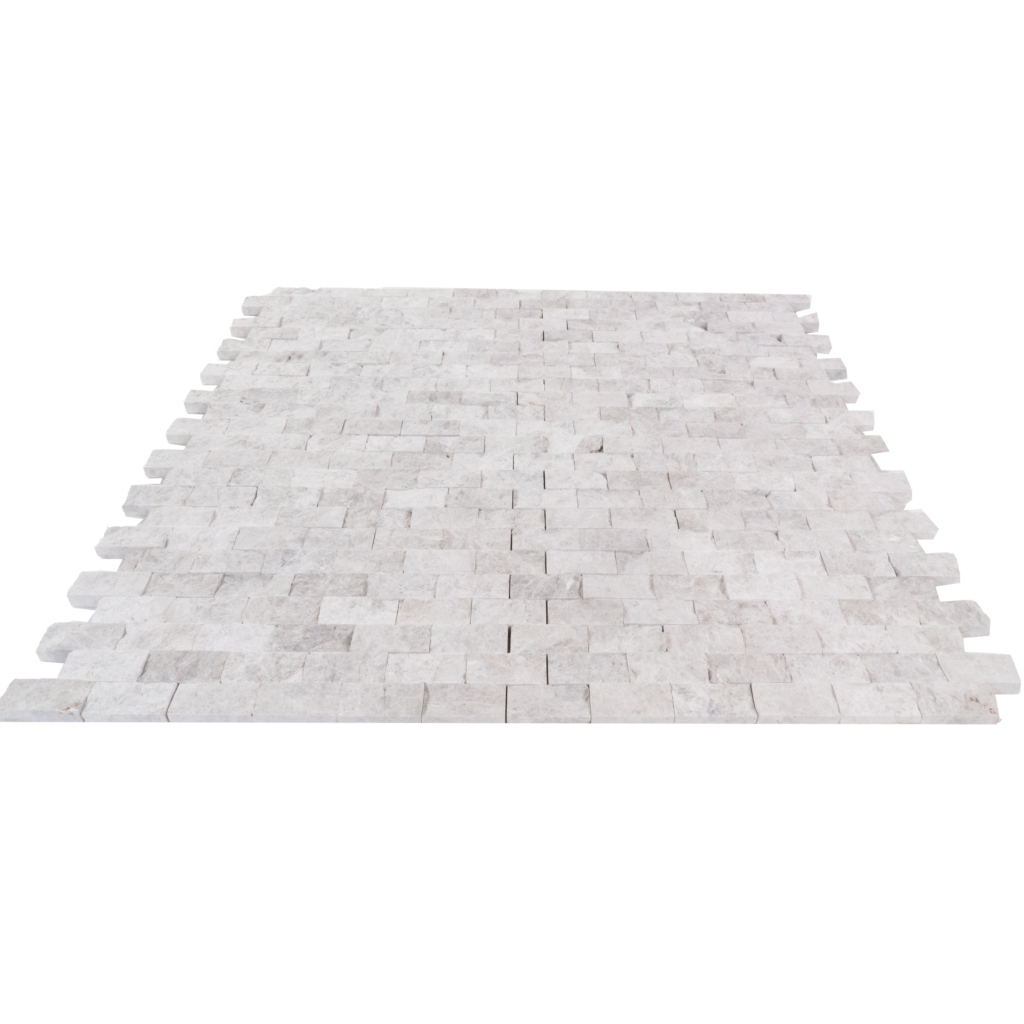 1×2 Aqua Gray Split Face - Keystone Tile