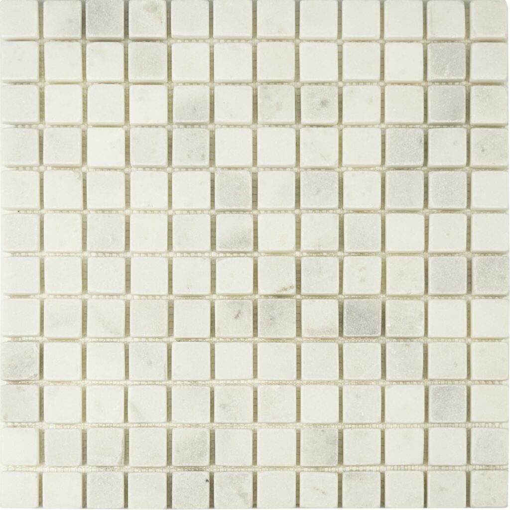 1×1 Snow White Tumbled Mosaic ® - Keystone Tile