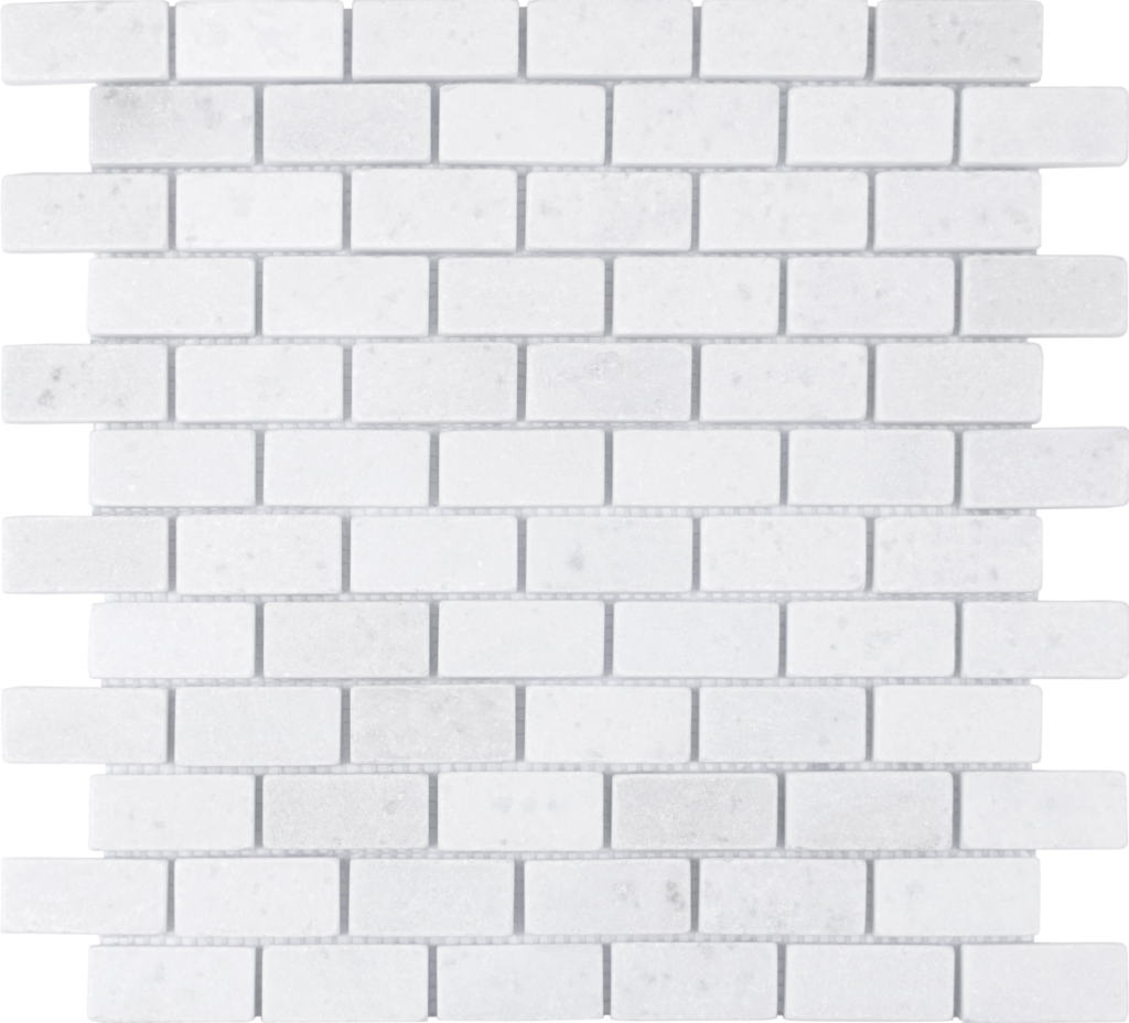 1×2 Snow White Tumbled Mosaic ® - Keystone Tile