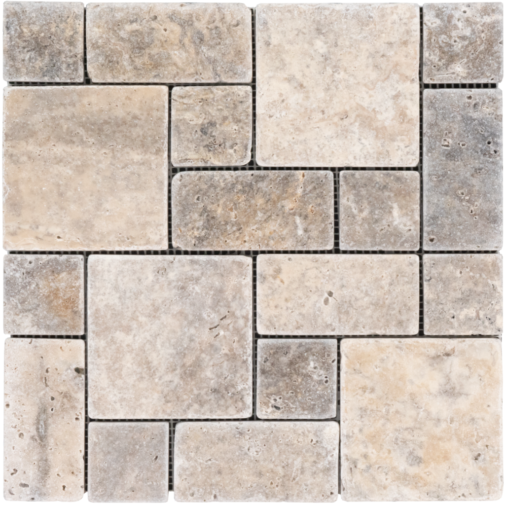 12×12 Nordic Silver Mini Pattern Tumbled Mosaic ® - Keystone Tile