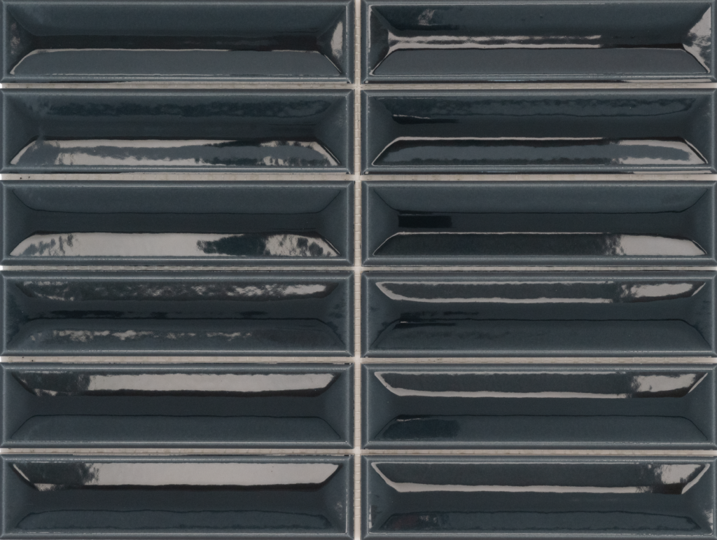 2×8 Flauti Blue Concave Glossy Ceramic Mosaic - Keystone Tile