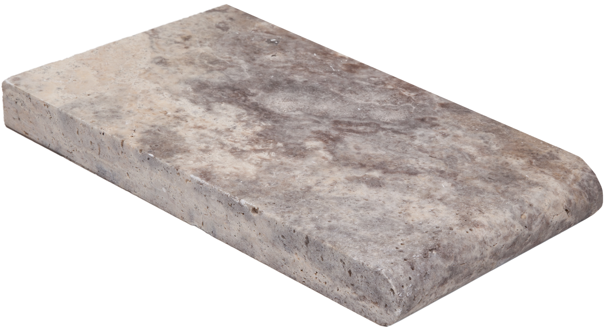 3cm 6×12 Nordic Silver Travertine Bullnose Coping ® - Keystone Tile