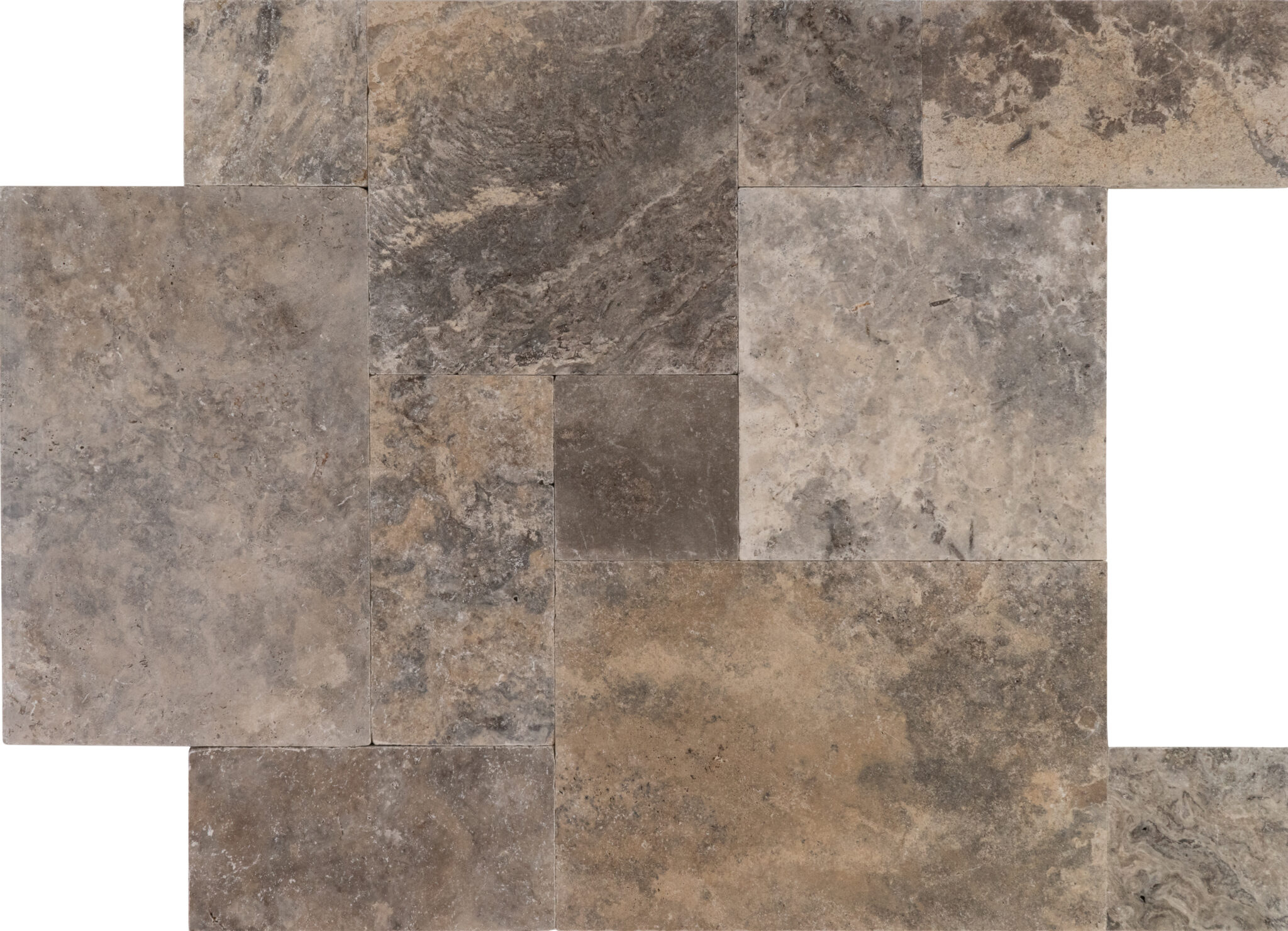 PAVERS Nordic Silver Tumbled Versailles Pattern ® - Keystone Tile