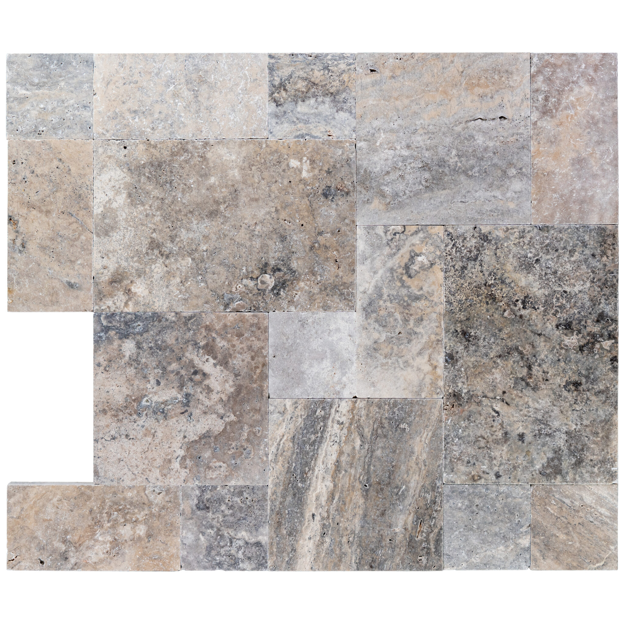 PAVERS Nordic Silver Tumbled Versailles Pattern ® - Keystone Tile