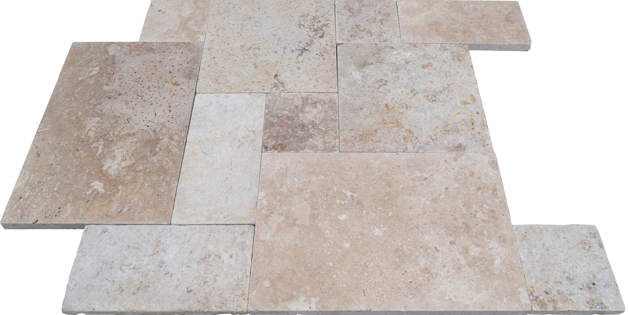 PAVERS Classic Travertine Tumbled Versailles Pattern - Keystone Tile