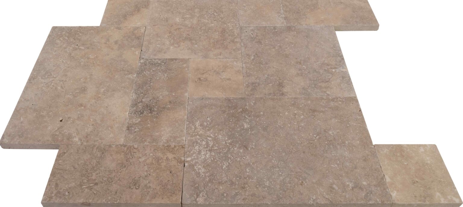 PAVERS Classic Travertine Tumbled Versailles Pattern - Keystone Tile