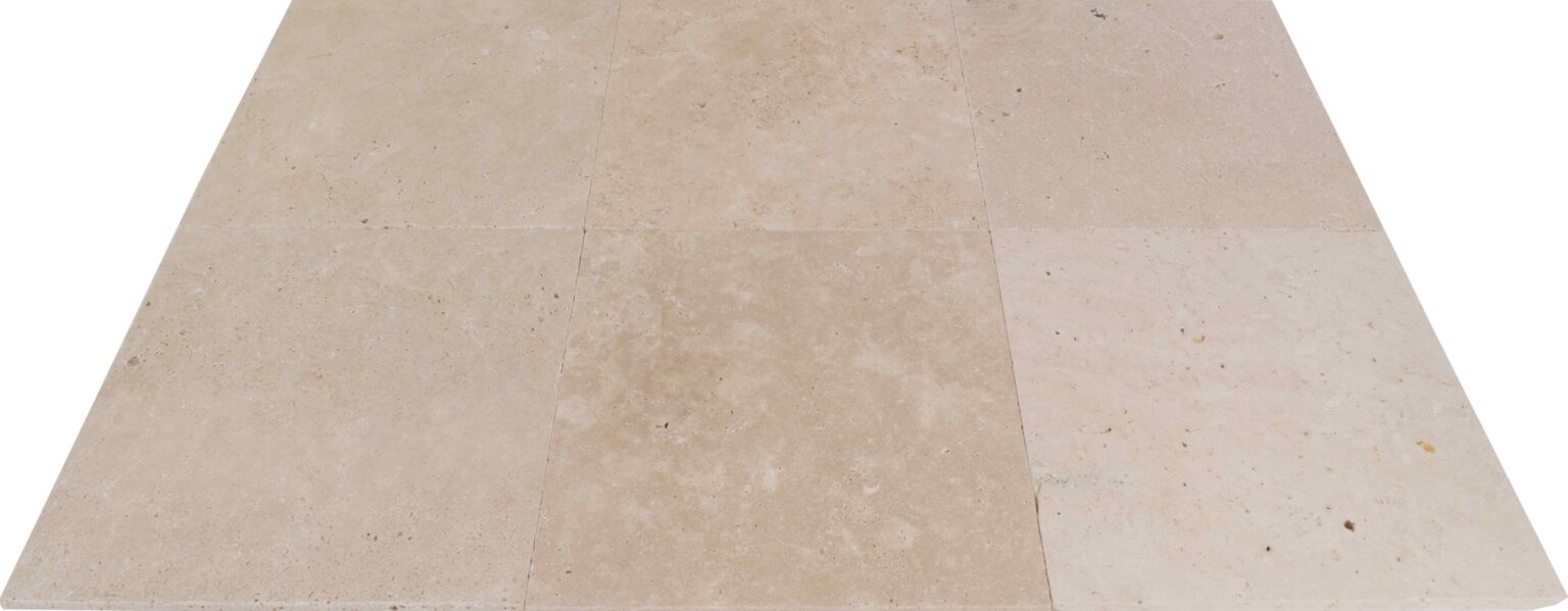 12×12 Extra Light Travertine Tumbled Tile - Keystone Tile