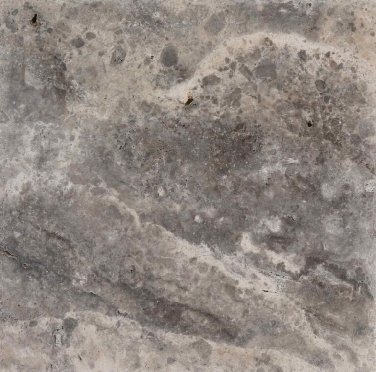 16×16 Nordic Silver Travertine Chiseled Brushed Tile ® - Keystone Tile