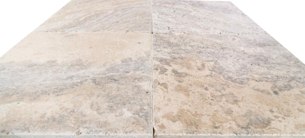 16×16 Nordic Silver Travertine Chiseled Brushed Tile ® - Keystone Tile