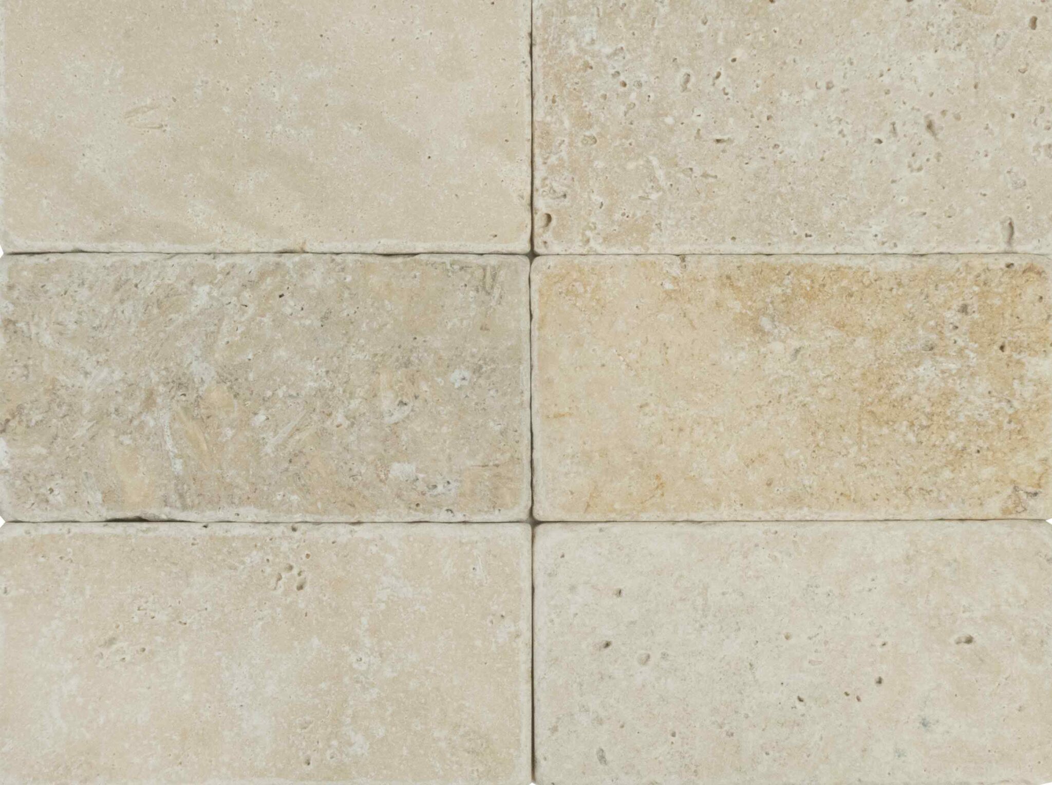 3×6 Extra Light Travertine Tumbled Tile - Keystone Tile
