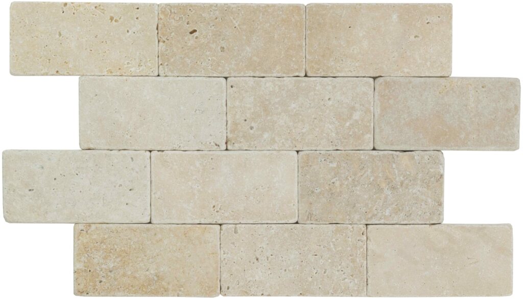3×6 Extra Light Travertine Tumbled Tile - Keystone Tile
