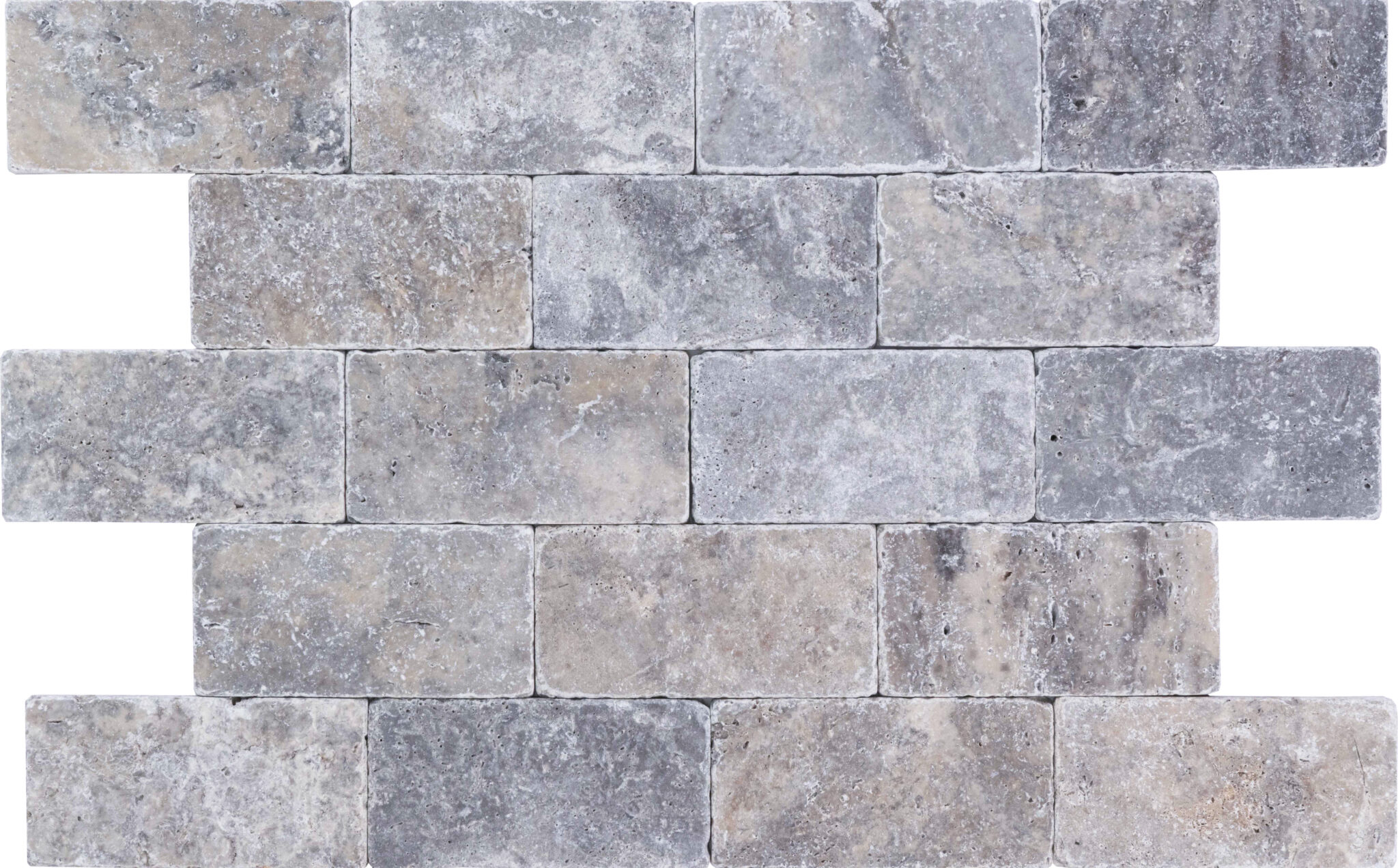 3×6 Nordic Silver Travertine Tumbled Tile ® - Keystone Tile