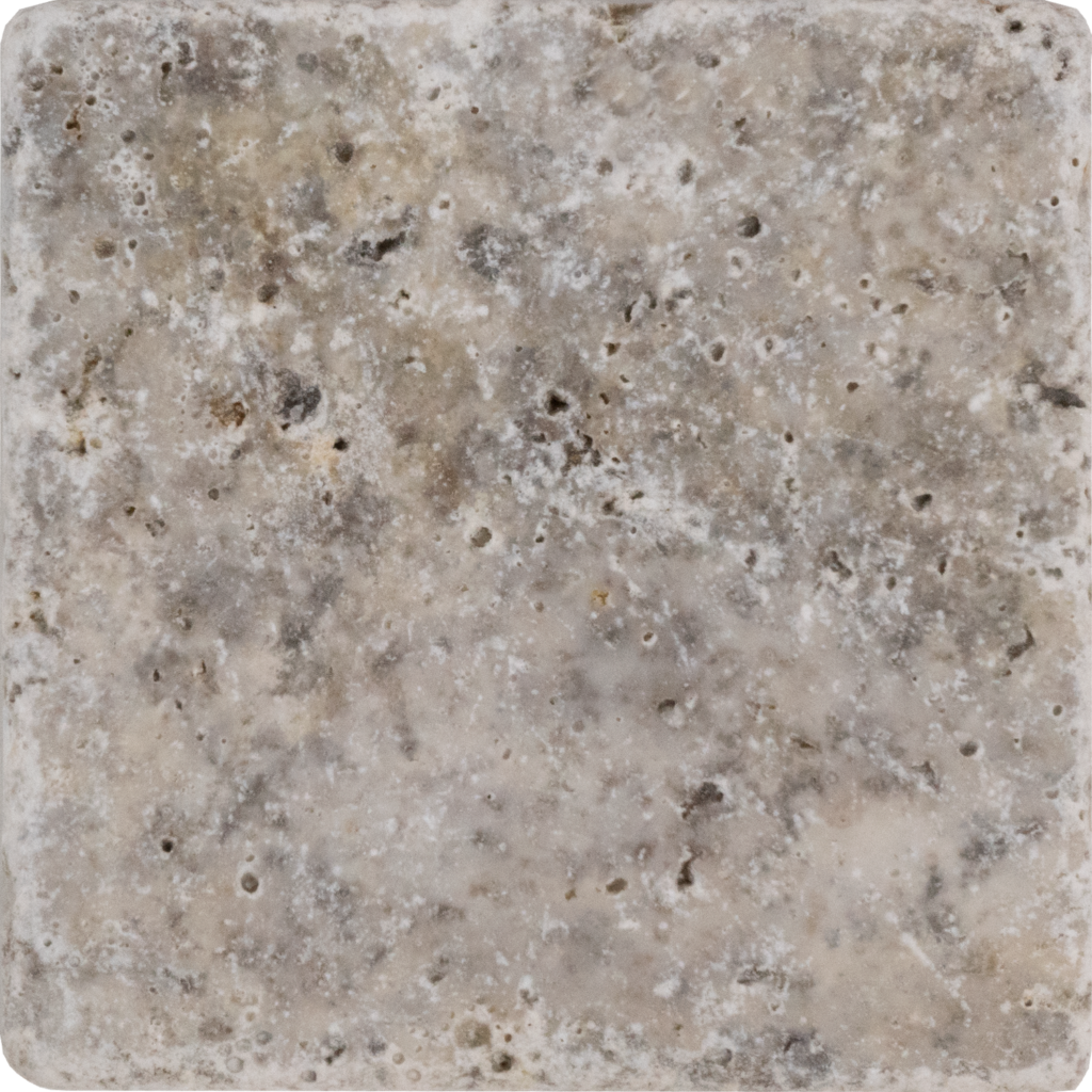 4×4 Nordic Silver Travertine Tumbled Tile ® - Keystone Tile