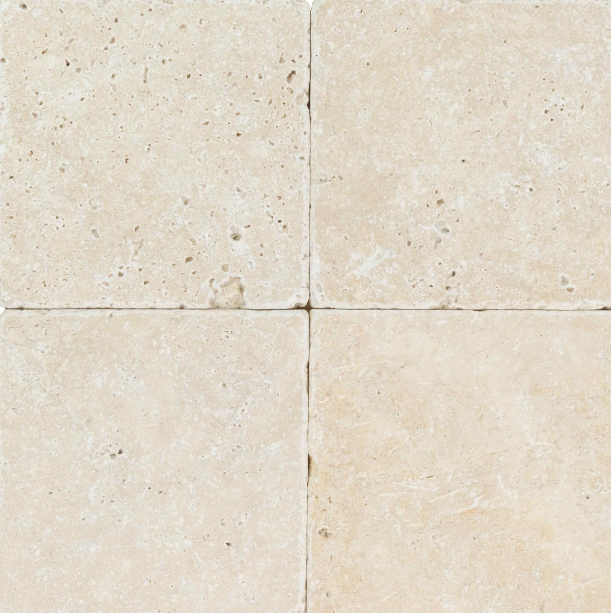 6×6 Extra Light Travertine Tumbled Tile - Keystone Tile