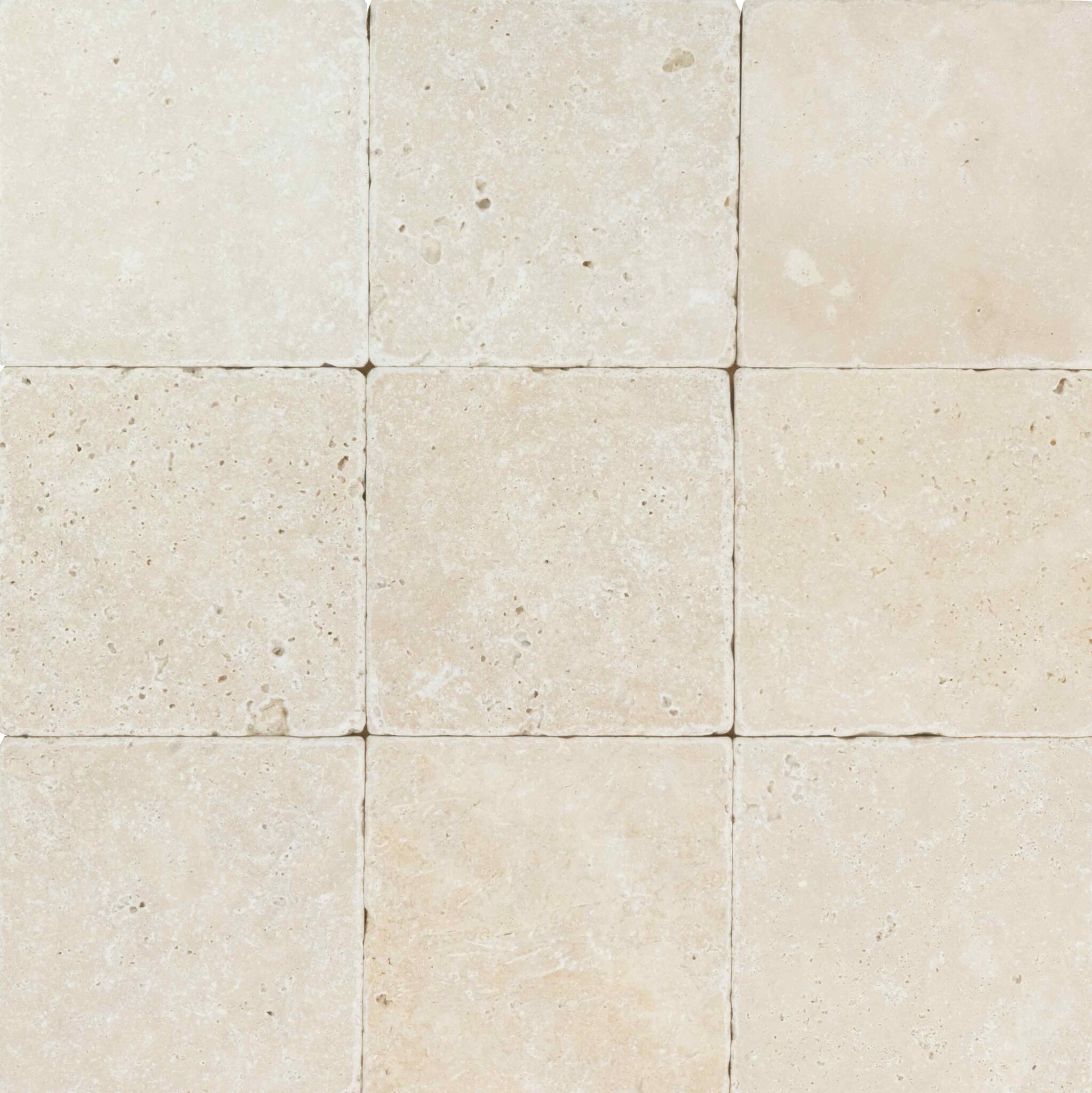 6×6 Extra Light Travertine Tumbled Tile - Keystone Tile