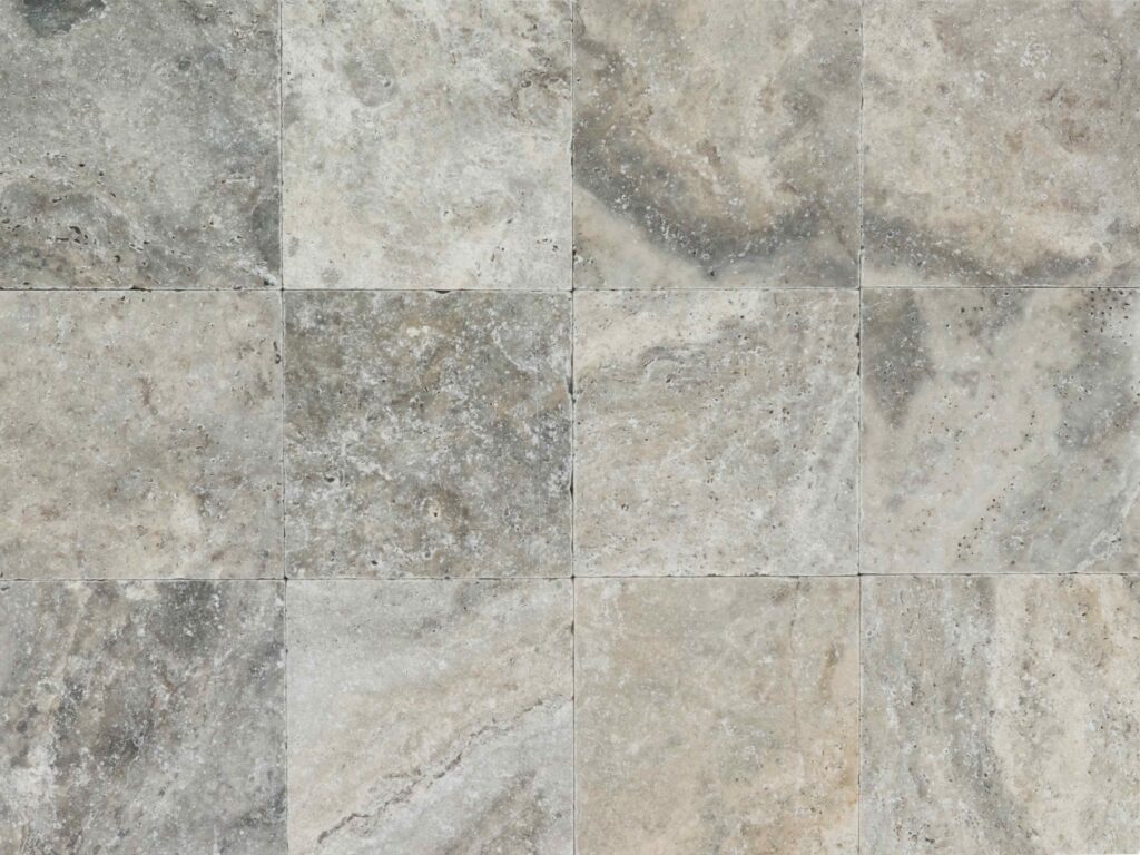 6×6 Nordic Silver Travertine Tumbled Tile ® - Keystone Tile