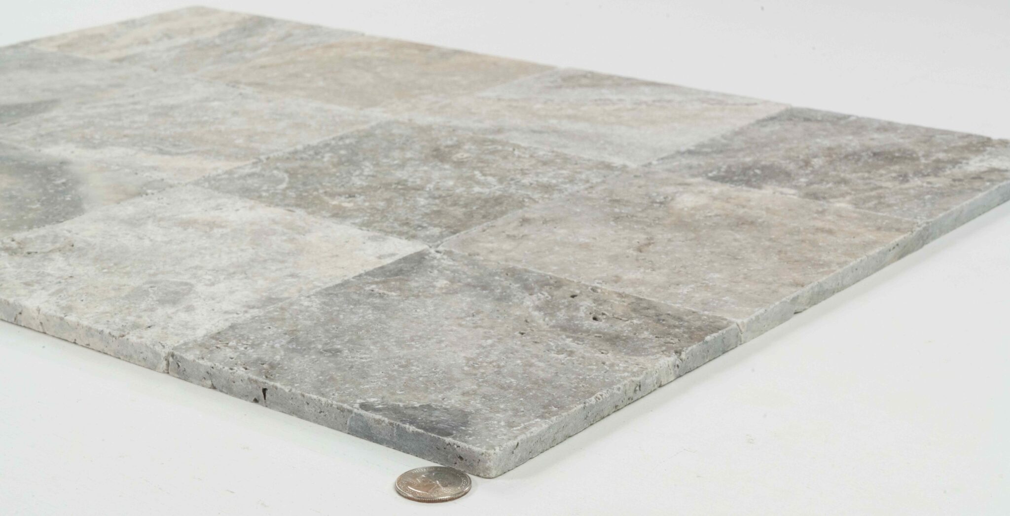 6×6 Nordic Silver Travertine Tumbled Tile ® - Keystone Tile