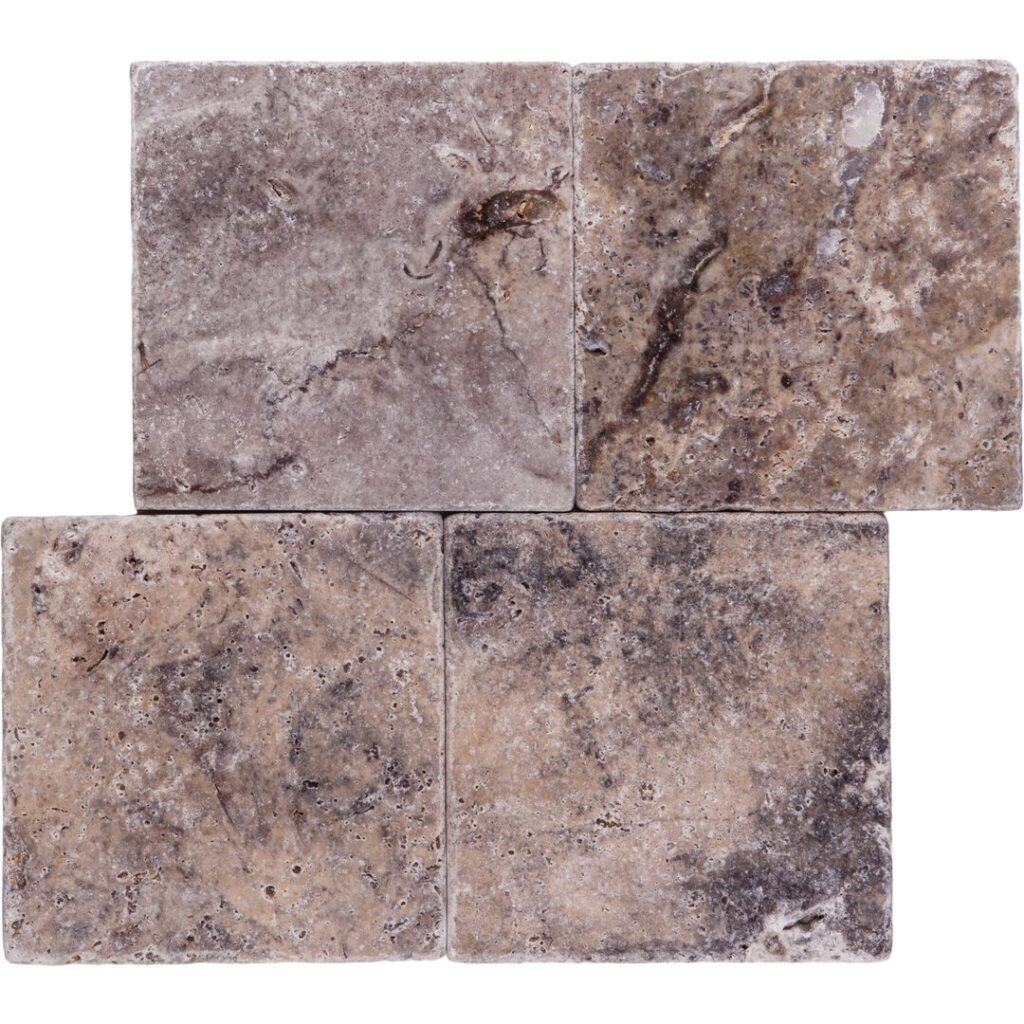 6×6 Nordic Silver Travertine Tumbled Tile ® - Keystone Tile