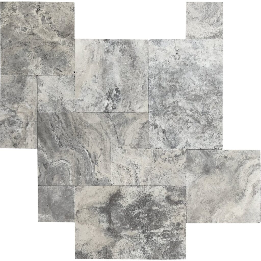 Nordic Silver Versailles Pattern TUMBLED TILE ® - Keystone Tile