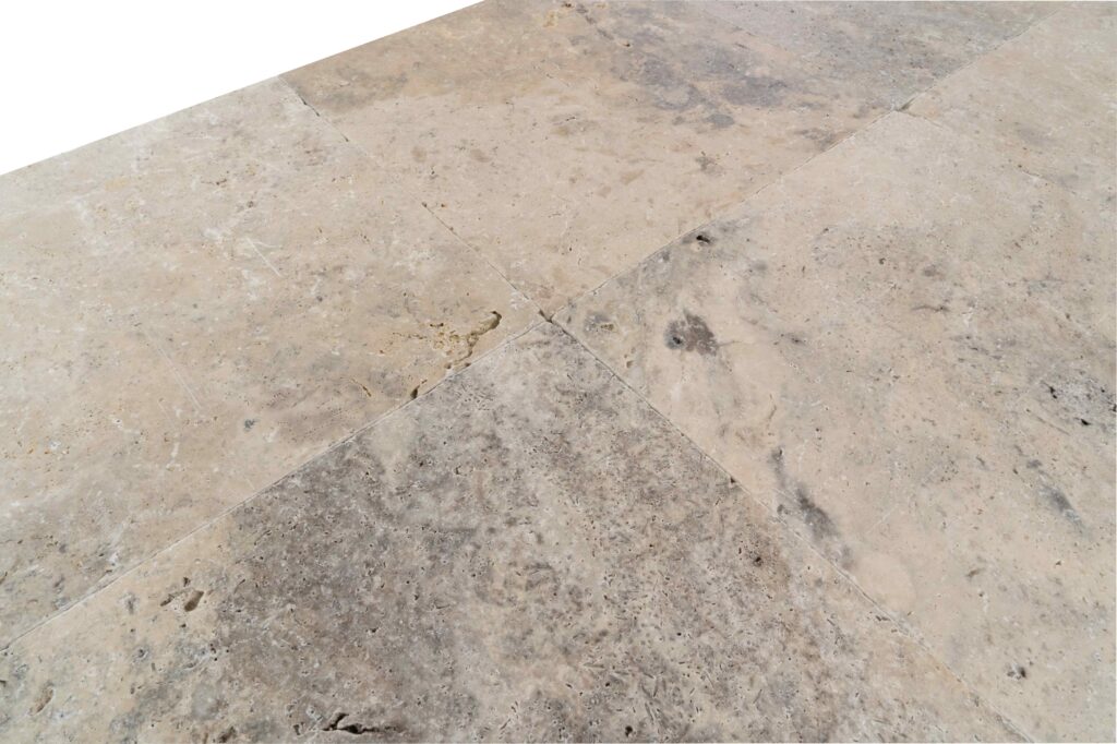 12×12 Nordic Silver Travertine Tumbled Tile ® - Keystone Tile