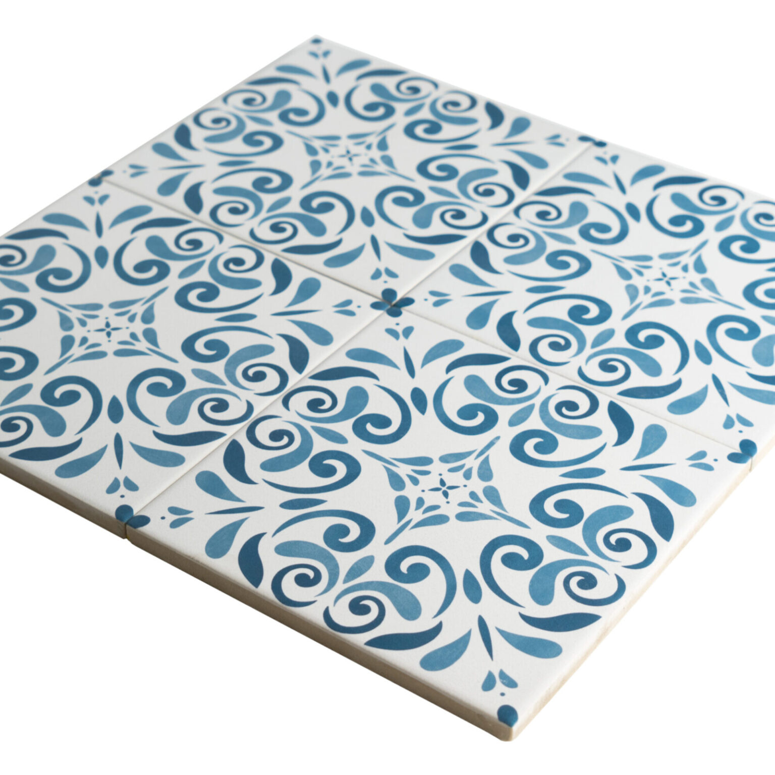 6X6 Aquarel Deco Vega Blue Matt Porcelain Tile - Keystone Tile