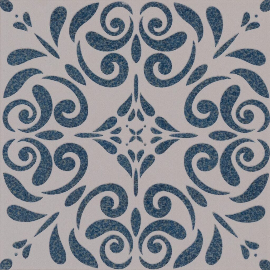 6×6 Aquarel Deco Vega Blue Polished Porcelain Tile - Keystone Tile