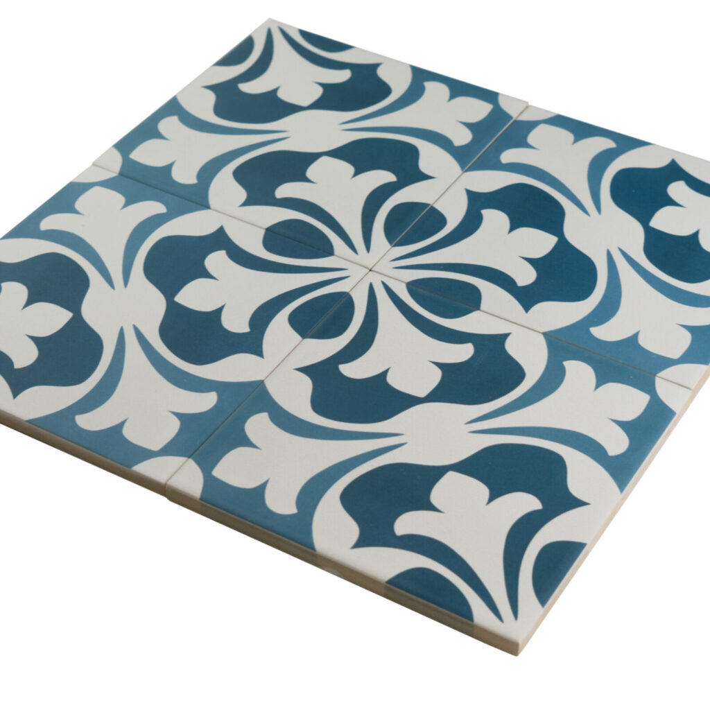 6X6 Aquarel Deco Sirius Blu Matt Porcelain Tile - Keystone Tile