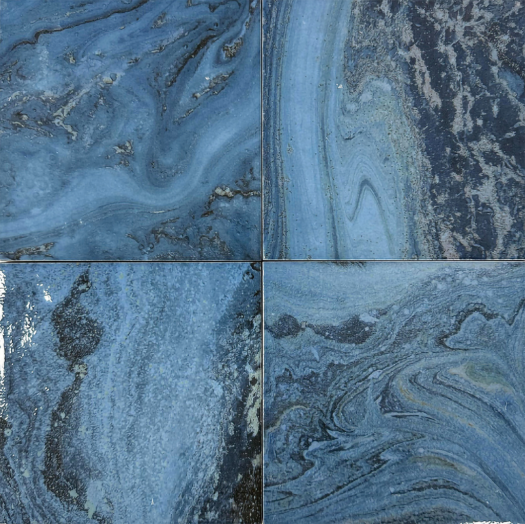 6×6 Swirl Blue Polished Porcelain Tile - Keystone Tile