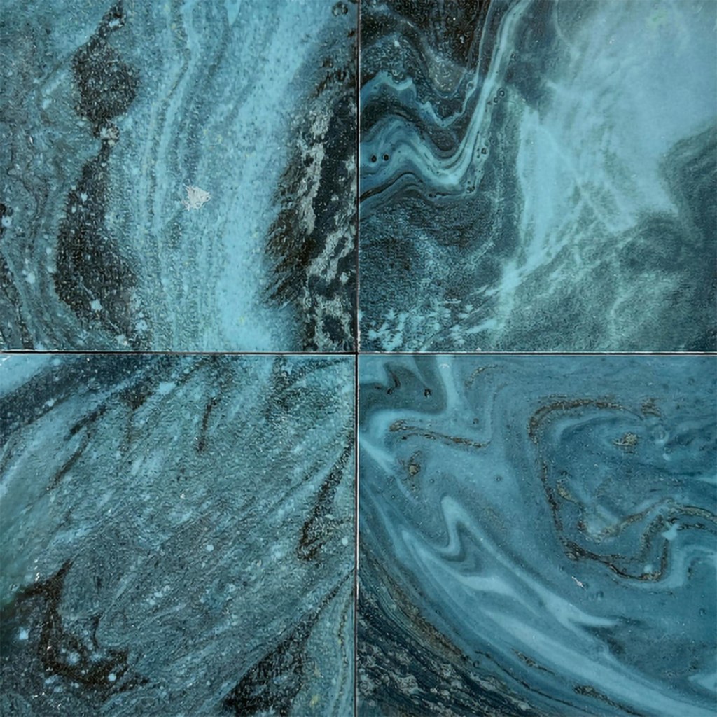 6×6 Swirl Turquoise Polished Porcelain Tile - Keystone Tile