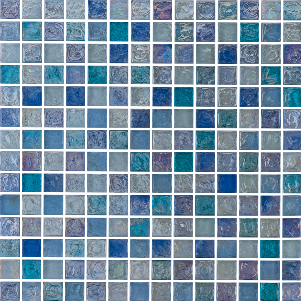 1×1 Luster Aqua Blue Glass Mosaic - Keystone Tile